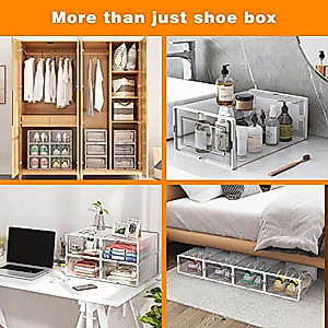 Fixwal 12pcs Shoe Storage Boxes Clear Shoe Boxes Stackable with Lids, Space Saving Shoe Holder Sneaker Display Case, Shoe Container Boxes for Closet Bedroom Bathroom