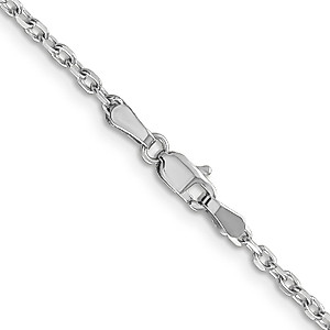 Jewelplus 14K White Gold Chain - 2.2mm Diamond-Cut Cable Chain Necklace - 24", Exquisite Round Design, Ideal for Layering, Premium Polished Finish, Strong Lobster Clasp