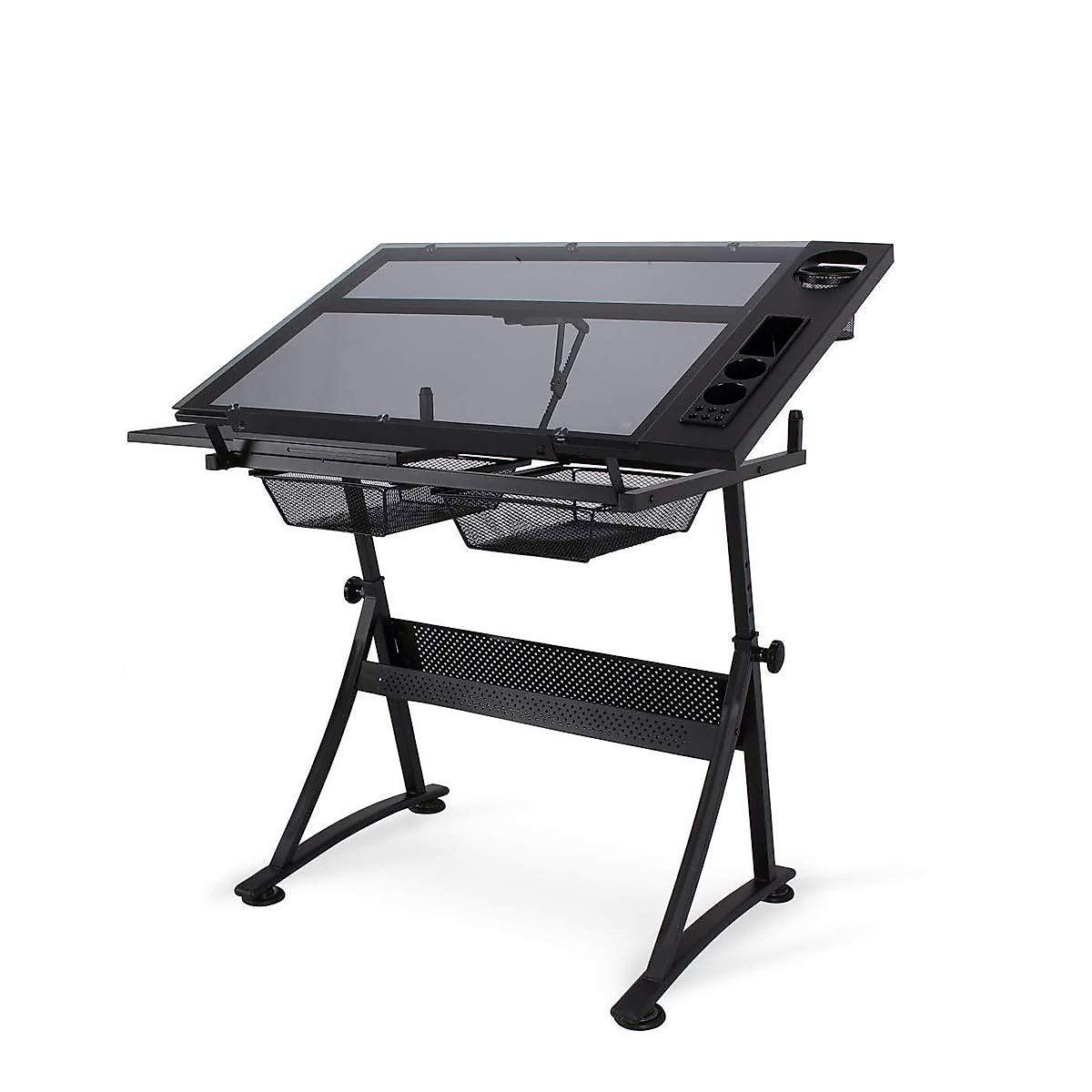 TECHTONGDA Adjustable Drafting Table Tattoo Stencil Glass Desk Artist Desk Tracing Drawing Working Station