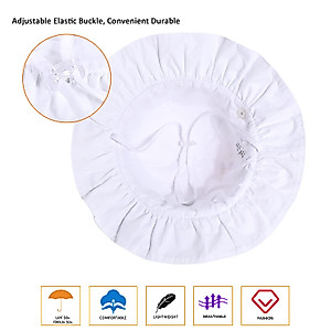 Baby Girl Wide Brim Bucket Hats with UPF 50+ Outdoor Adjustable Beach Hat with Sun Hat(0-6 Months,White-Petal)