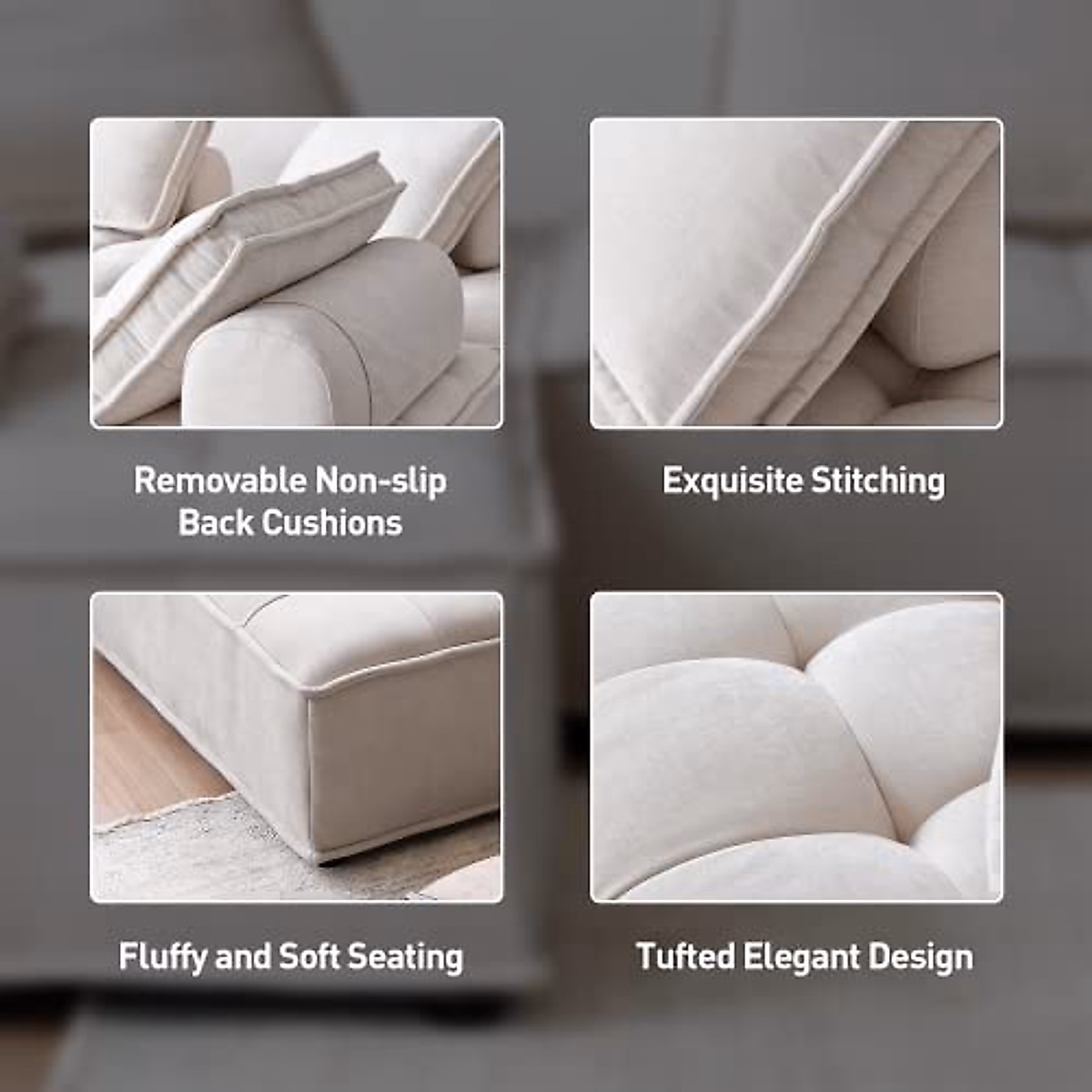 Acanva Modern Modular Sectional Single Sofa Couch, Accent Armless Chair with Removable Back Cushion for Living Room, Apartment, Small Space, Beige