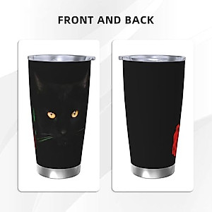 jshmgchw 3d Black Cat 20oz Tumbler, Car Cup With Lid And Straw, Spill-Proof, Stainless Steel Double Wall Vacuum Insulated Reusable Coffee Travel Mug, For Cold Drinks, Hot Beverage