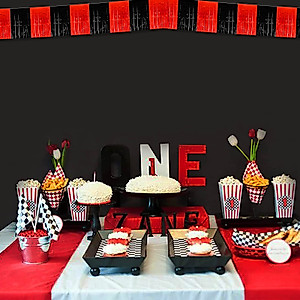 6 Pack 10 Feet Black Red Foil Fringe Garland Metallic Tinsel Streamers Banner Wall Hanging Curtain Backdrop Banner for Parade Floats, Valentine's Day, Wedding, Birthday, Mardi Gras Party Decorations