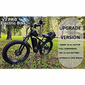 StudentsZone SMLRO V3 Adults Electric Bike, 2000W Dual Motor 48V 22Ah Ebike, 82NM Torque 35MPH Electric Bicycles Shimano 7 Speed with 26" MTB for Trail Riding Excursion Commute (White)