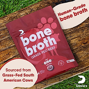 Davie's Bone Broth for Dogs - Joint Supplement for Dogs, Dog Food Topper Powder, Beef Bone Broth Powder, Grass-Fed Source - 8 Ounces