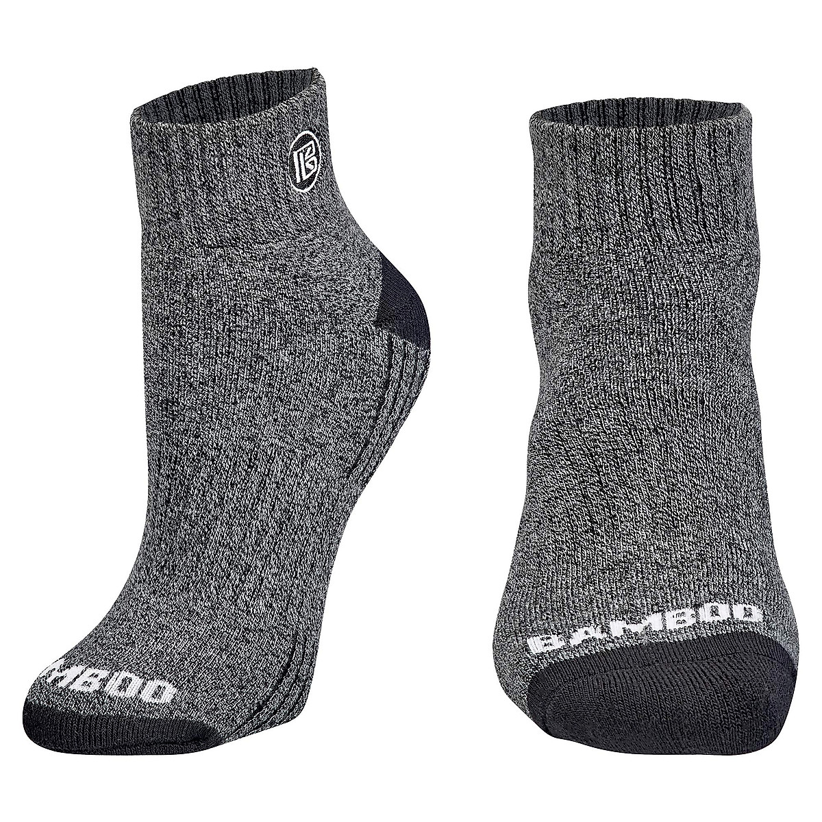 Premium Bamboo Crew Work Socks- Quarter High Moisture Wicking, Odor Eliminating Heather Gray Quarter Crew Socks for Men Size 9-12 - 3 Pair
