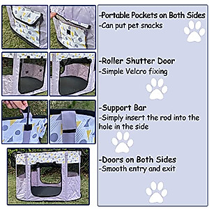 Apatal Portable Pet Playpen, Foldable Cats Exercise Enclosure Pen Tents Cat Delivery Isolation Room Dog Crates Kennel House Great for Indoor Outdoor Travel Use Pets Puppy Kitten Rabbit