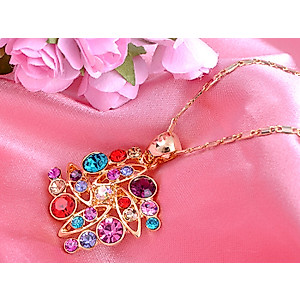 Alilang Colorful Crystal Square Shape Pendant Necklace