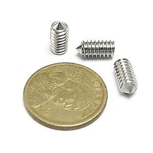 Pro Bamboo Kitchen 20pcs 1/4-20x1/2" Hexagon Hex Socket Set Grub Screws 304 Stainless Steel Full Thread Cone Point Grub Screw