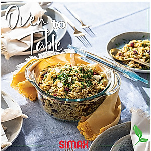 Simax Casserole Dish with Lid, Glass Casserole Dish, Holds 48 Oz (1.5 Quarts), Oven to Table Serving Dish, Microwave, Dishwasher, and Oven Safe Cookware