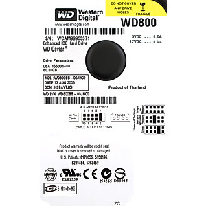 Western Digital 80GB Hard Drive HDD 3.5 in 7200RPM IDE PATA WD800 WD800BB-00JHC0
