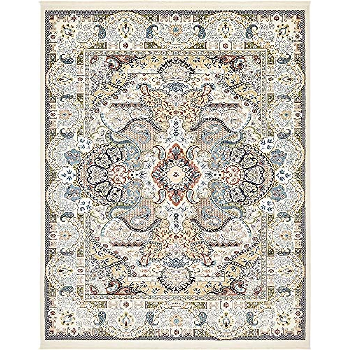 Unique Loom Narenj Collection Classic Traditional Medallion Textured Design Area Rug, 8 x 10 ft, Ivory/Tan