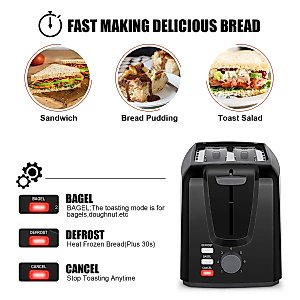 Toaster 2 Slice Stainless Steel Toaster Two Slice Toaster with Removable Crumb Tray Toaster Wide Slot Toasters 2 Slice Best Rated Prime with 7 Bread Shade Settings and Bagel, Defrost, Cancel Function for Bread