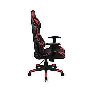 Flash Furniture X20 Fully Reclining LeatherSoft Racing Style Gaming Chair with and Lumbar Pillows, Ergonomic Padded Swivel Computer Chair, Red/Black