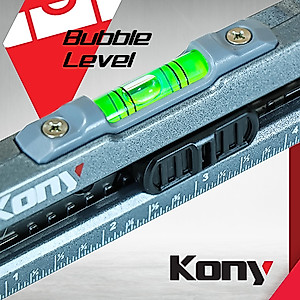 Kony, Heavy Duty Utility Knife, Carpet Cutter, Box Cutter Retractable w/Ruler, Water Bubble Level - Perfect Knife for Crafting, Cutting & Home Projects - Precision Knife (Inches Ruler)