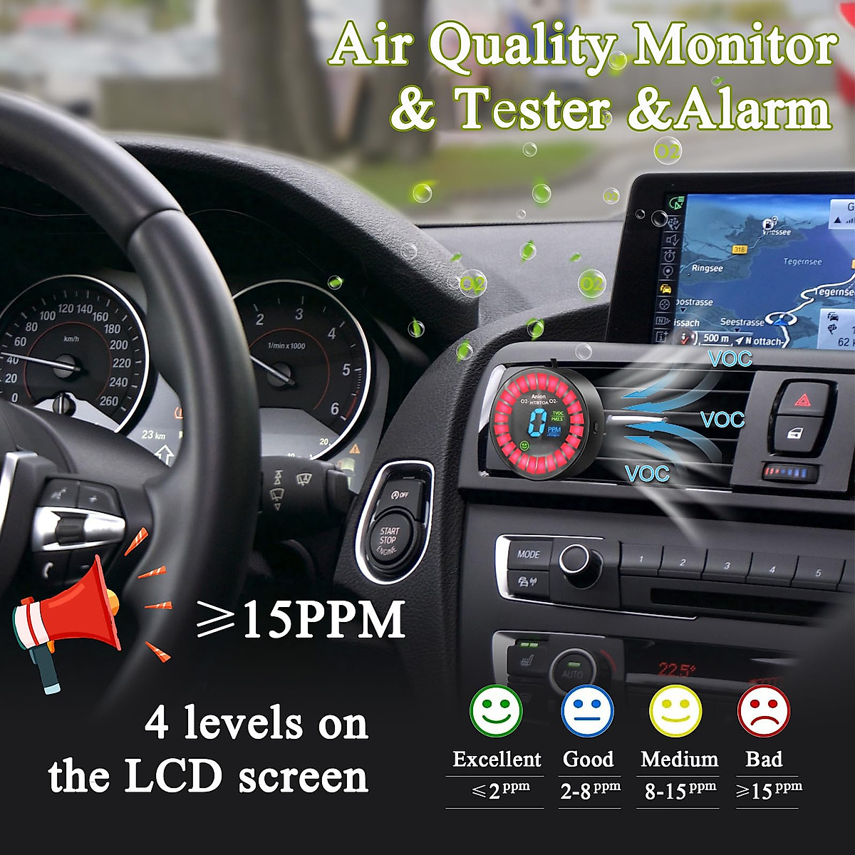 Car air purifier ion generator can remove exhaust gas, all kinds of unpleasant odor, food, alcohol taste, dust, particles, office area car travel purifier, removal rate of 99.9%