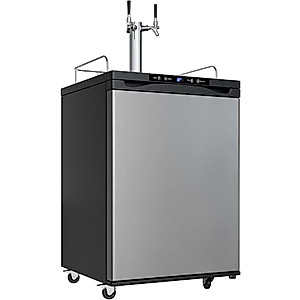 EdgeStar KC3000SSTWIN Full Size Dual Tap Kegerator with Digital Display - Black and Stainless Steel