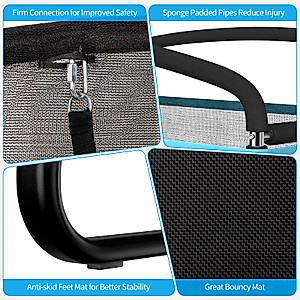 GYMAX 6FT Kids Trampoline with Swing, ASTM Approved Rectangle Recreational Trampoline with Enclosure Safety Net, Indoor/Outdoor Baby Toddler Play Combo Bounce, Birthday for Boy & Girl (Blue)