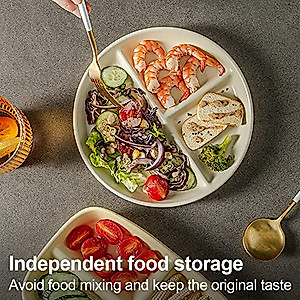 YBOBK HOME Portion Control Plate For Adults, Round Bariatric Portion Control Plate, Reusable Plastic Divided Plate With 3 Compartments, Dishwasher & Microwave Safe