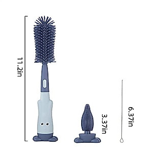 CHEMIMOSO Multifunctional Cleaning Brush, Baby Bottle Brush, Bottle Brush Cleaner Set, Dark Blue, Silicone and Nylon Brush
