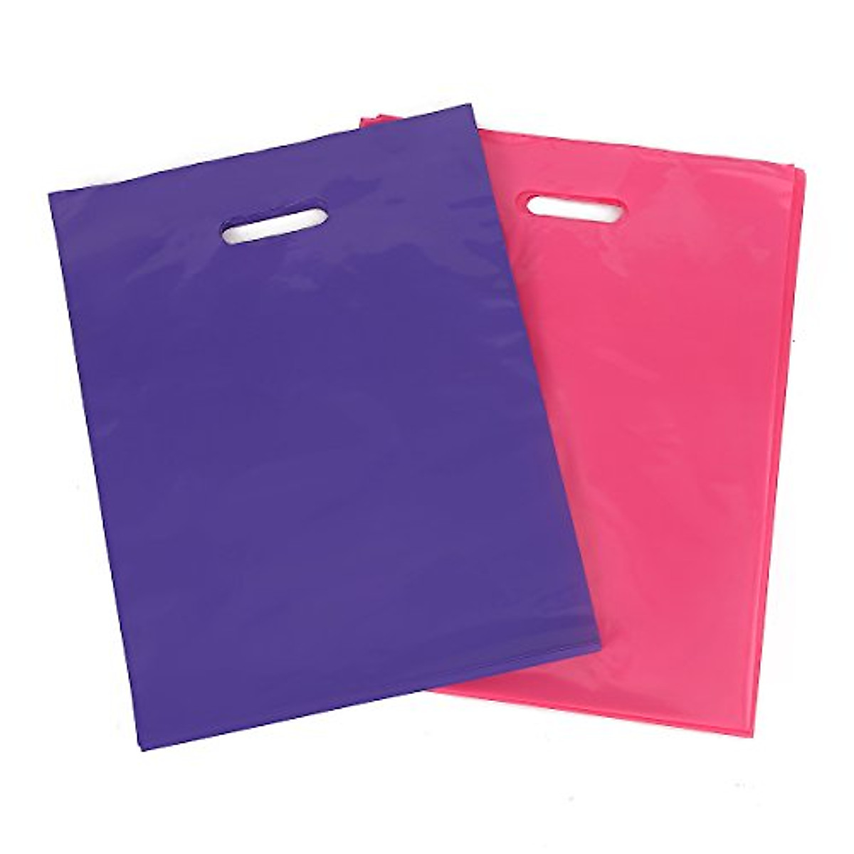 100 12x15 Glossy Pink and Purple Plastic Merchandise Bags w/Handles