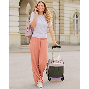 DEEGO Rolling Backpack for Women, 17.3 inch Travel Backpack with Wheels for Adult, Large Wheeled Backpack with Toiletry Bag, College Roller Travel Backpack Carry on Luggage for Work Business, Purple
