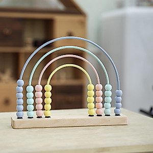 bopoobo Wooden Rainbow Abacus for Toddlers,Teaches Early Math Skills and Counting,Wooden Education Montessori Toys Learning Game for Kids