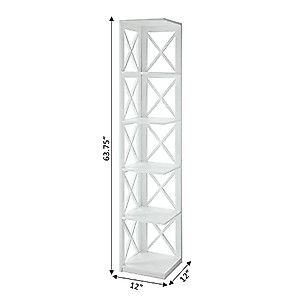Convenience Concepts Oxford 5 Tier Corner Bookcase, White