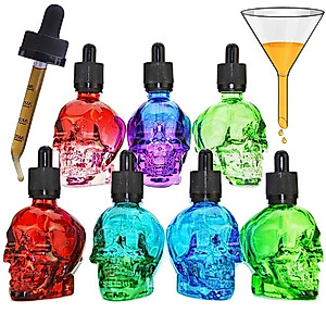 5PCS 1oz Skull Glass Dropper Bottles Refillable Bottles liquid bottling Dispensing bottle with Eye Dropper Pipettes for Essential Oils/Beauty Oil Mix, Aromatherapy Blends(5, 30ml)