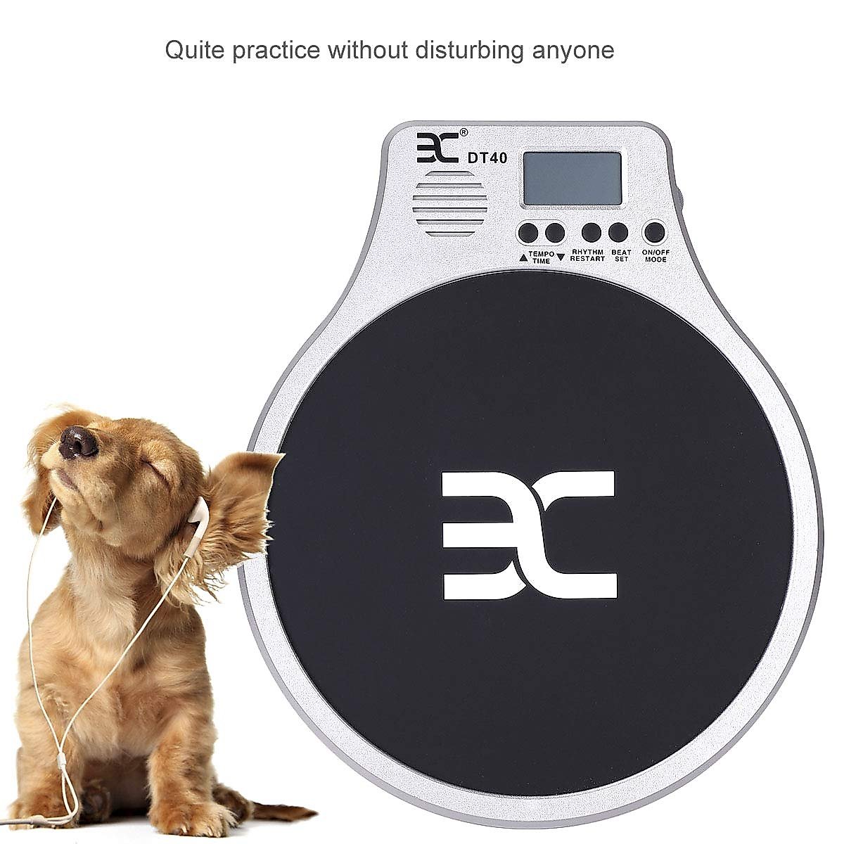 EX Electronic Practice Drum Pad with Stand and Bag and Drumsticks - Portable Practice Pad Training Set for Kids and Beginners - Quiet Design with Built-in Metronome and Realistic Feel