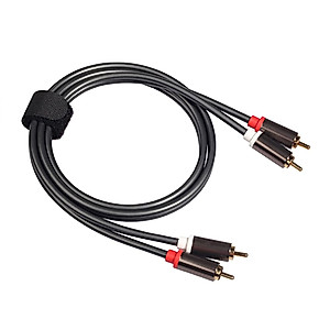 Magik 2-4 Plated 2-RCA to 2-RCA Male L/R Stereo Audio Coaxial Cable Cord Plug Patch (3.3 Ft/1 M 2 Pack)