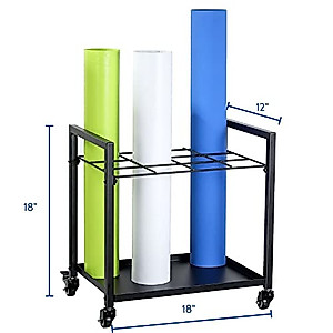 Blueprint Roll File Holder Storage - 12 Slots Rack Cart