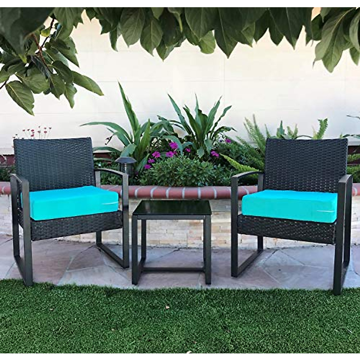 CozyLounge Indoor Outdoor Water Repellent High UV Resistant Patio Chair Cushion Cover (22"x20"x4" (4 Covers), Serenity Teal)