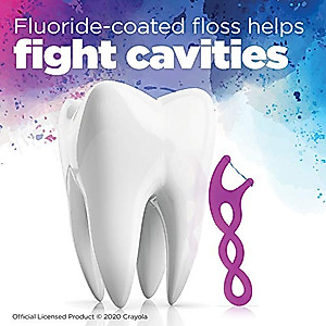 GUM Crayola Twistables Kids Flossers with Fluoride - Designed for Little Hands - Three Fun Fruit Flavors - Easy to Use Kids Floss Picks for Children Ages 3+, 75 ct