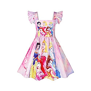 Princess Dress Square Neck Toddler Girls Dress Up Clothes Ruffles Sleeve Tie Costume for Little Girls