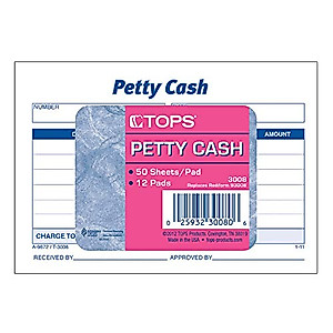 TOPS 3008 Received of Petty Cash Slips, 3 1/2 x 5, 50 per Pad (Pack of 12 Pads)