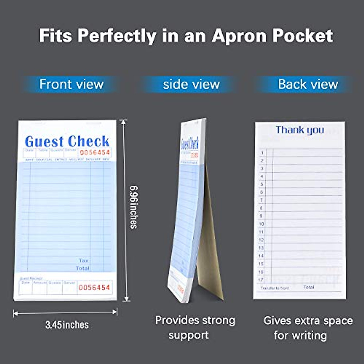 Guest Check Book, Server Note Pads and Waitress Order Pads, 50 Checks Per Book for Total 1200 Guest Checks, 3.5" x 6.75" (1200)