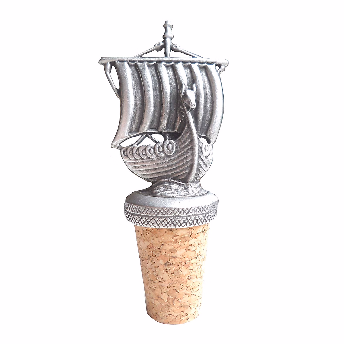 1000 Badges Viking Longship Cork & Pewter Wine Spirits Bottle Stopper Stop
