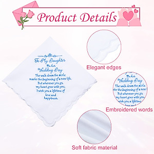 Tegeme Brides Handkerchief Wedding Handkerchief for Daughter Wedding Gift Keepsake Hankie and Angel Blue Bride Handkerchief (Elegant Style)