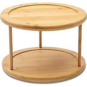 Bellsal Lazy Susan 2 Tier Turntable Cabinet Organizer Spice Rack Removable Spinning Tray Organizer for Kitchen Cabinet 10 Inch 360 Degree