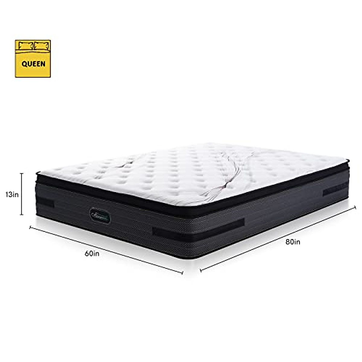 BAENIGHT Hybrid Queen Mattress 13‘’pocket Spring Mattress for Relieving Body Pressure with Individual Pocket Spring and Gel Memory Foam ，Euro Top Medium Firm Affordable Mattress(Queen (U.S. Standard))