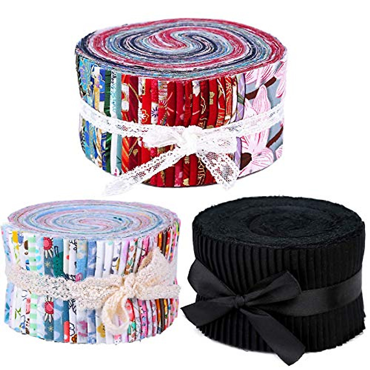 Roll Up Cotton Fabric Quilting Strips, Jelly Roll Fabric, Cotton Craft Fabric Bundle, Patchwork Craft Cotton Quilting Fabric, Cotton Fabric, Quilting Fabric with Different Patterns for Crafts