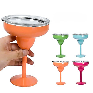 Margarita Stainless Steal Tumbler with Lid, Insulated Drink Cup, Pool Party Gift Mug, Beach Vacation Water Holder, Outdoor Patio Party, Ice Cold Cocktail, Break Resistant Wine Glass (Pink)