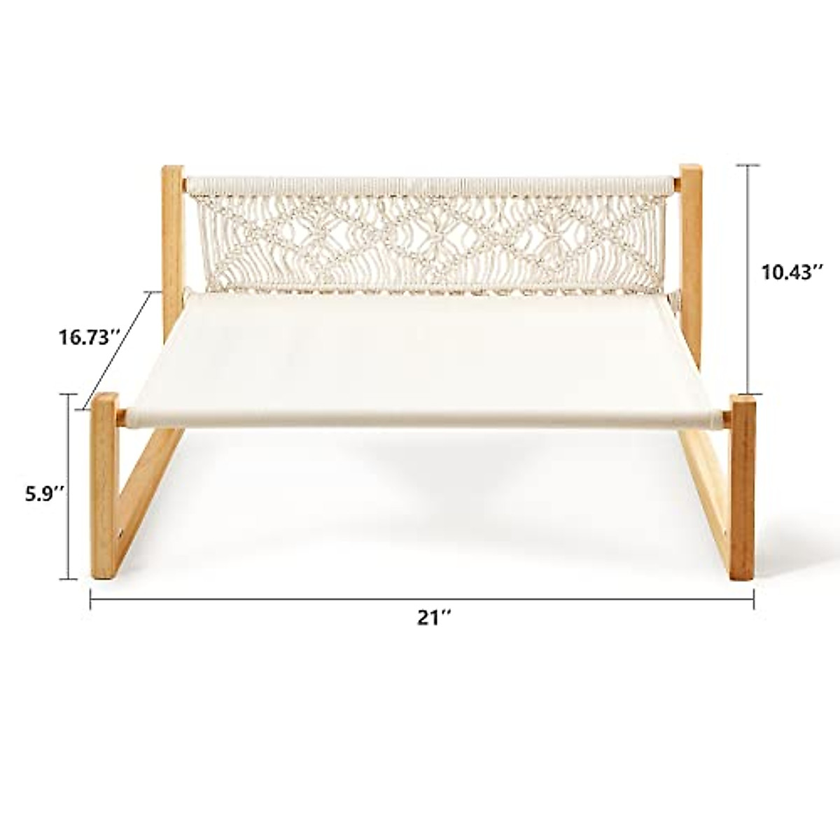 Mkono Boho Cat Bed Hammock with Blanket, Macrame Elevated for Indoor, Floor Standing and Breathable Chair for Resting, Furniture Gift for Cats and Small Dogs