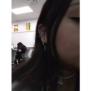 Briana Williams 14G Industrial Earrings Surgical Steel Heart Star Moon Dangle Industrial Piercing Jewelry 1 1/2 Inch 38mm Industrial Bar Piercing Silver Industrial Barbell for Women Men