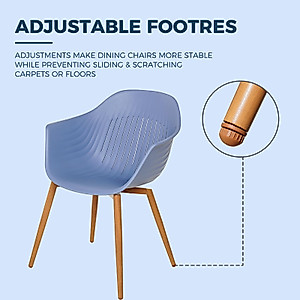 Grand patio Outdoor Dining Chairs Set of 4 Indoor Outdoor Modern Recycled Plastic Dining Chair, Rust Free Frame, Woodgrain Legs, Whale Modeling Design for Kitchen, Dining (Blue)