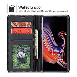 EYZUTAK Premium PU Leather Flip Folio Case for Samsung Galaxy S8, Protective Case with Kickstand Card Slot Magnetic Closure Shockproof Wallet Cover for Samsung Galaxy S8 - Black