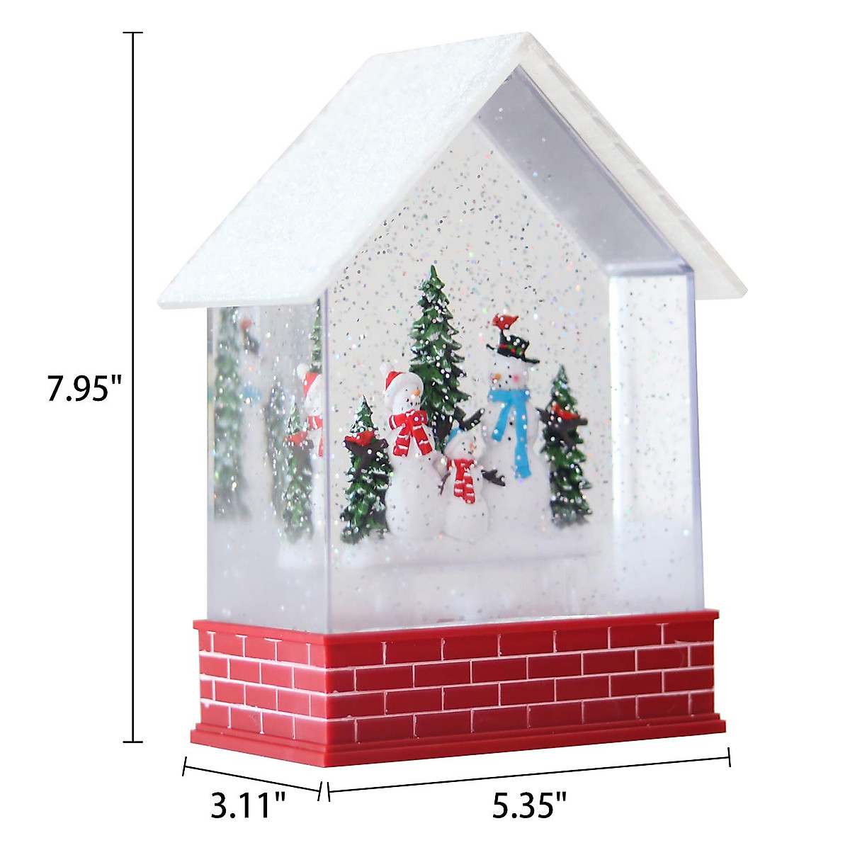 Eldnacele Musical Snow Globe House with Timer, Lighted USB/Battery Operated Swirling Singing Water Glittering Lantern, Christmas Snow Globes House Holiday Festival Decoration- Snowman