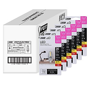 Feit Electric LED Capsule Specialty Light Bulb, 20W Equivalent, Dimmable, G4 Base, 3000K Warm White, 170 Lumens, Desk Lamp Light Bulbs with 10,000-Hour Lifetime, BP20G4/830/LED/6, 6-Pack
