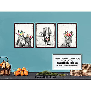 Horses Wall Art & Decor - Horse Wall Art - Horse Decor - Farmhouse Barn Wall Decor for Girls Bedroom Teens Room Living room - Gift for Equestrian Women - Country Western Boho Shabby chic decoration